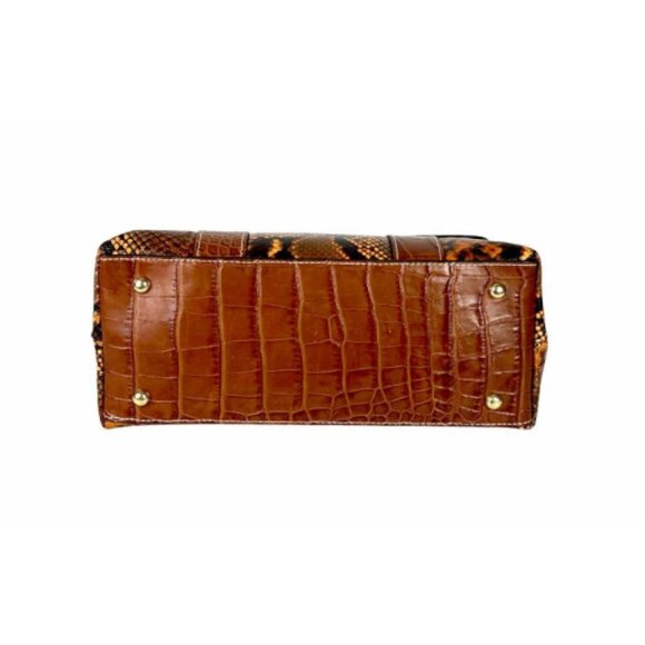 Ivan Troy | Bags | Bianca Brown Two Tone Embossed Snake Top Handle Bag ...